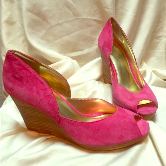 Sole Society | Shoes | Hot Pink Peep Toe Wedge High Heel Shoe | Poshmark